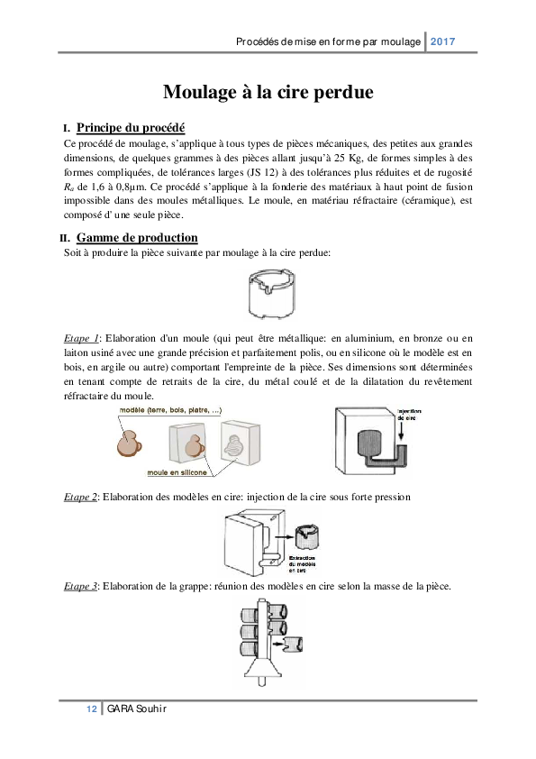 (PDF) Moulage la cire perdue