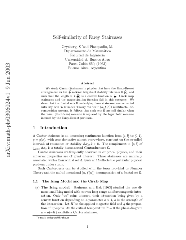 (PDF) Self-similarity of Farey Staircases | SEBASTIAN PABLO GRYNBERG ...