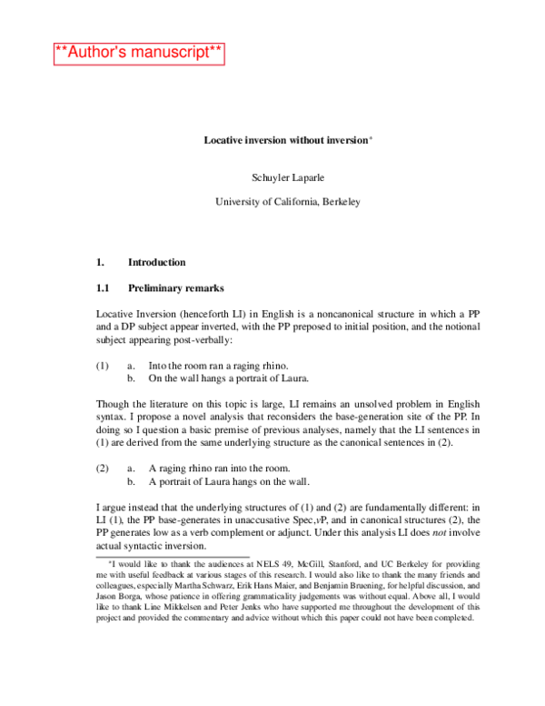 (PDF) Locative inversion without inversion