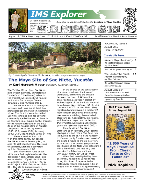 (PDF) Institute of Maya Studies (IMS) Explorer