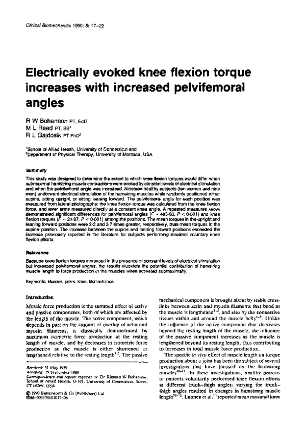 (PDF) Electrically evoked knee flexion torque increases with increased ...