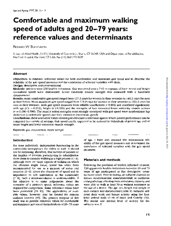 (PDF) Comfortable and maximum walking speed of adults aged 20—79 years ...