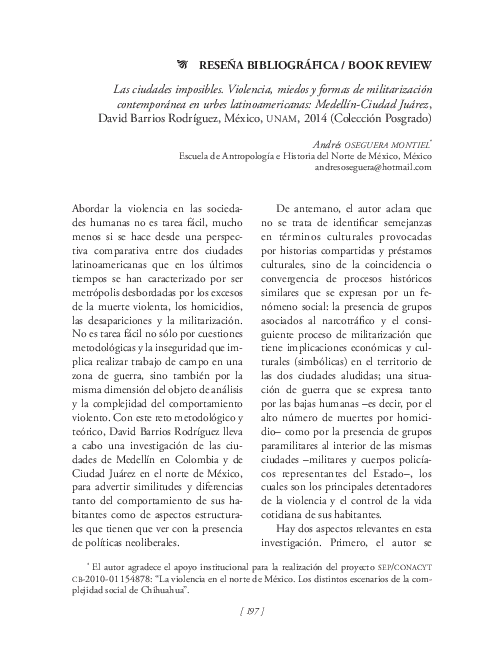 (PDF) RESEÑA BIBLIOGRÁFICA / BOOK REVIEW