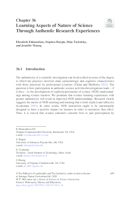 (PDF) Learning Aspects of Nature of Science Through Authentic Research ...