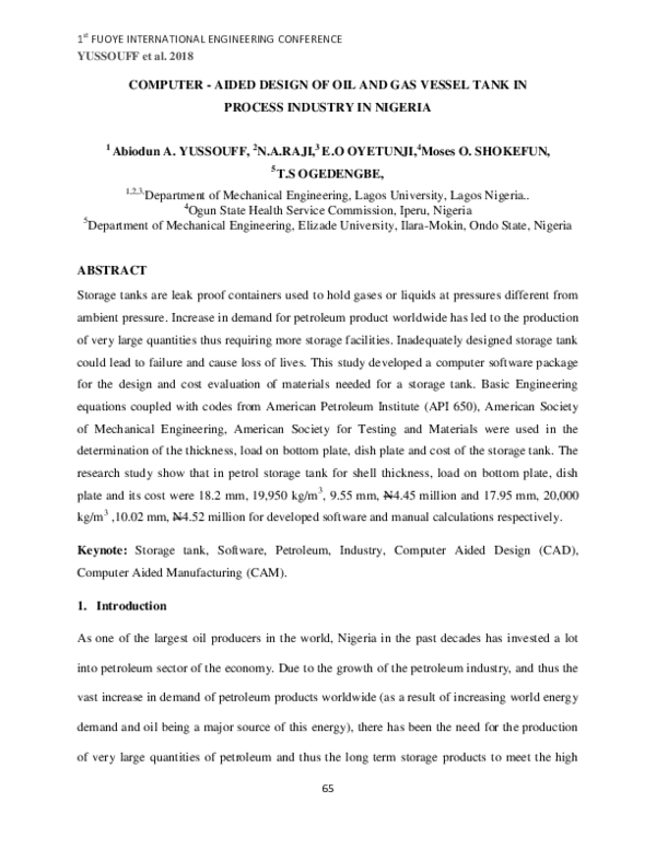 (PDF) COMPUTER -AIDED DESIGN OF OIL AND GAS VESSEL TANK IN PROCESS ...