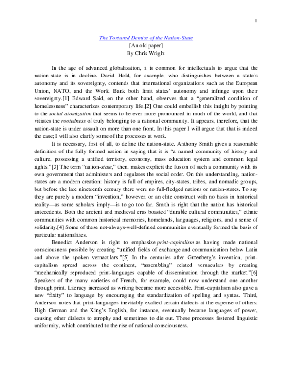 (PDF) The Tortured Demise of the Nation-State