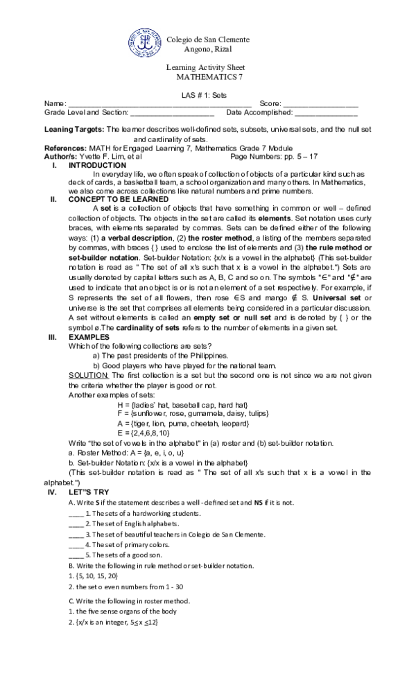 (DOC) Introduction to Set