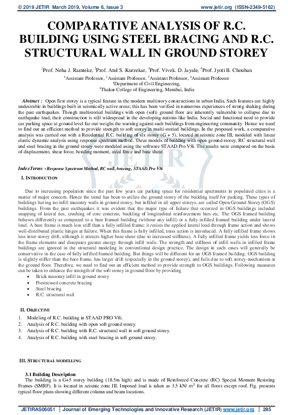 Pdf Comparative Analysis Of R C Building Using Steel Bracing And R C Structural Wall In