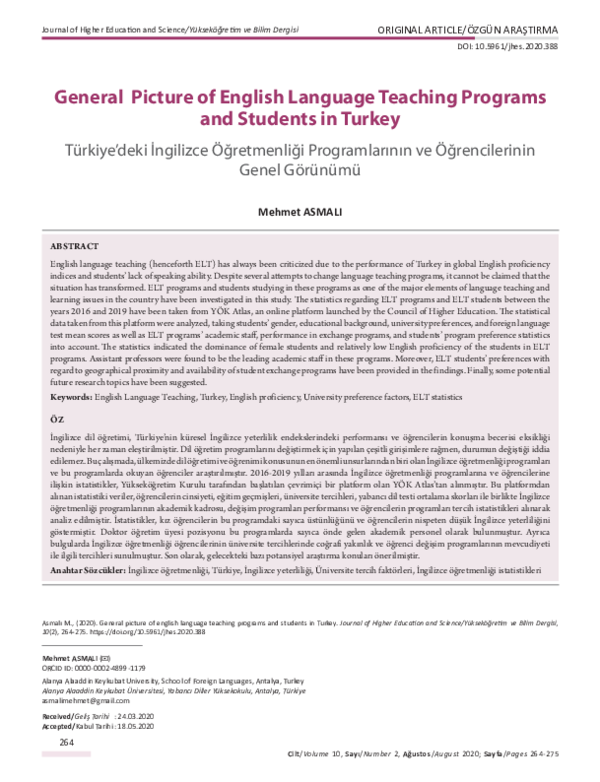 (PDF) General Picture of English Language Teaching Programs and ...