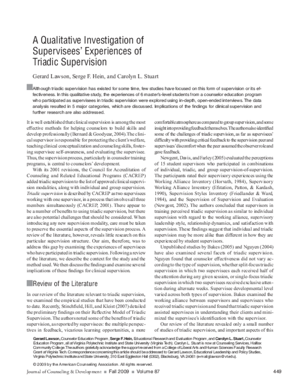 (PDF) A Qualitative Investigation of Supervisees' Experiences of ...