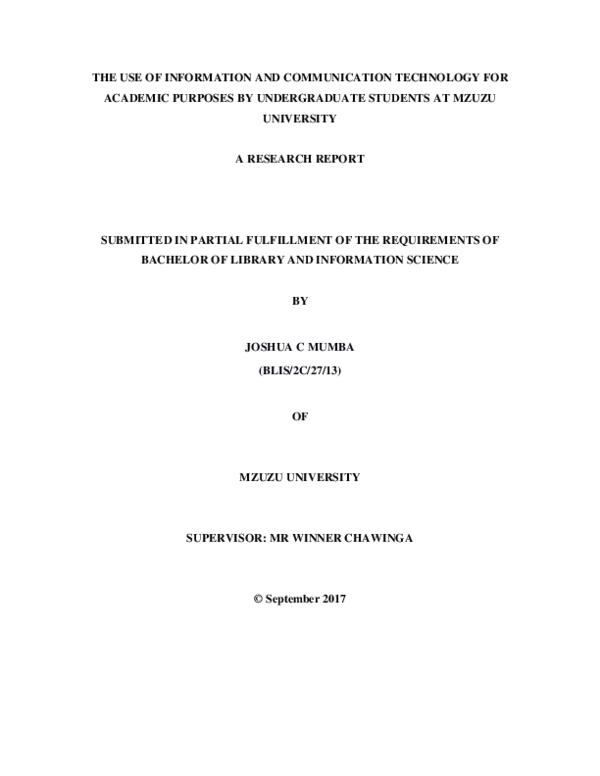 (PDF) THE USE OF INFORMATION AND COMMUNICATION TECHNOLOGY FOR ACADEMIC ...
