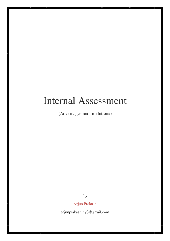 (PDF) Internal Assessment (Advantages and limitations