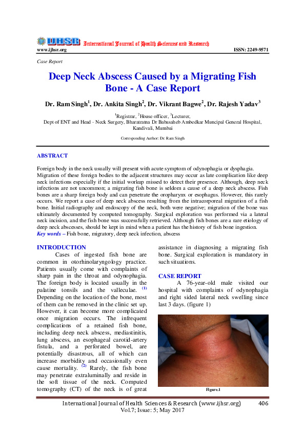 (PDF) Deep Neck Abscess Caused by a Migrating Fish Bone -A Case Report