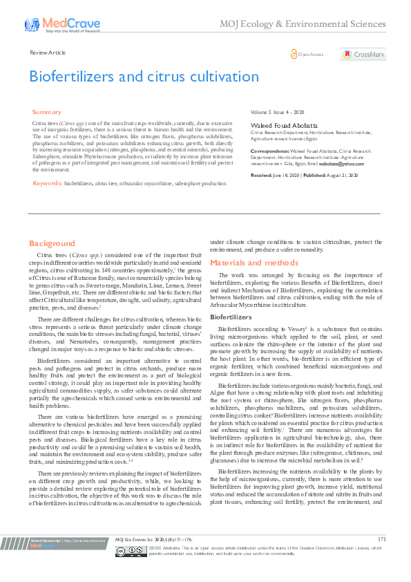 (PDF) Biofertilizers and Citrus production