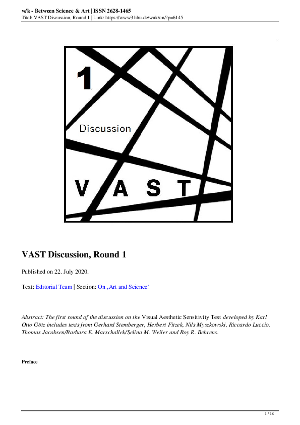 (PDF) Visual Aesthetic Sensitivity Test (VAST): w/k–Discussion 2020 ...