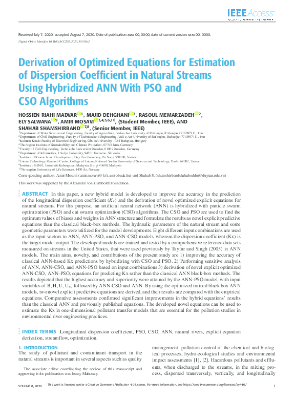 (PDF) Derivation of Optimized Equations for Estimation of Dispersion ...