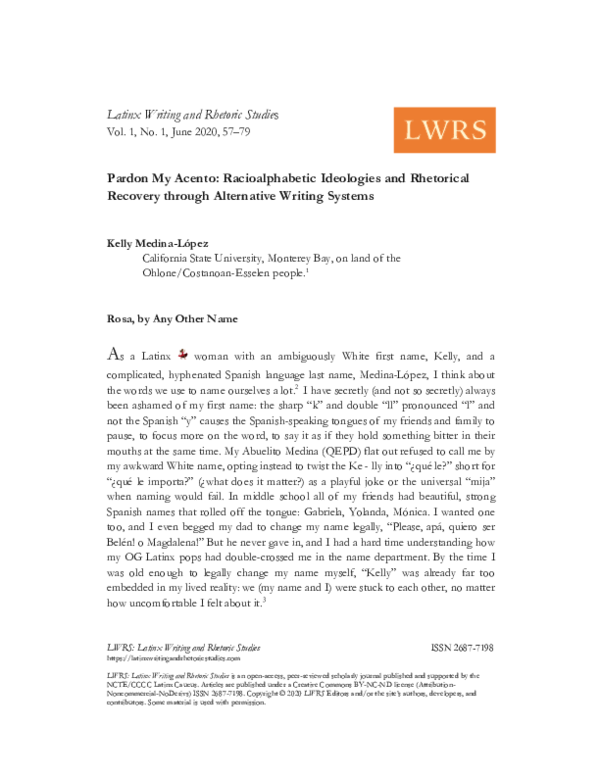 (PDF) Pardon My Acento: Racioalphabetic Ideologies and Rhetorical ...