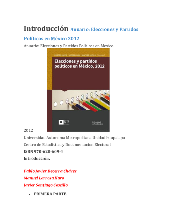 (PDF) PROYECTOS POLÍTICOS EN LA SUCESIÓN PRESIDENCIAL
