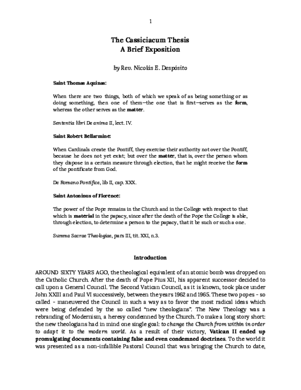 (PDF) The Cassiciacum Thesis A Brief Exposition