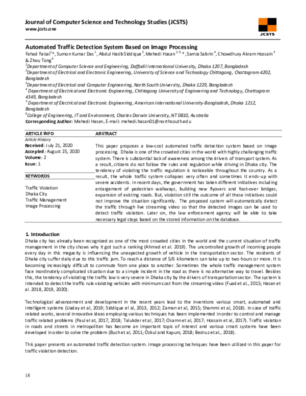 Automated Traffic Detection System Based On Image Processing