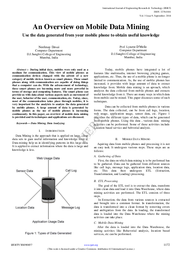 (PDF) IJERT-An Overview on Mobile Data Mining