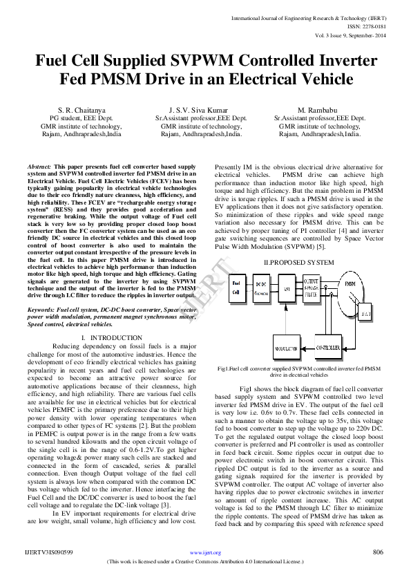 (PDF) IJERT-Fuel Cell Supplied SVPWM Controlled Inverter Fed PMSM Drive in an Electrical Vehicle ...