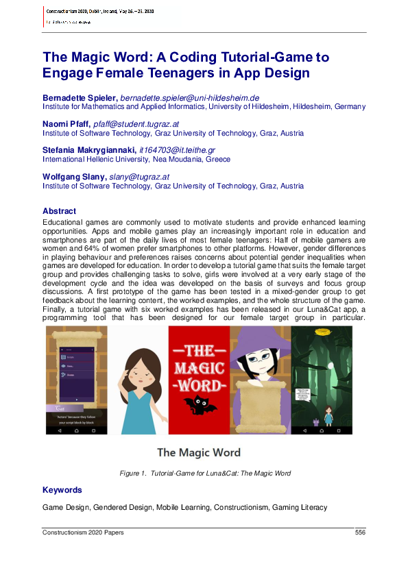 (PDF) The Magic Word: A Coding Tutorial-Game to Engage Female Teenagers ...
