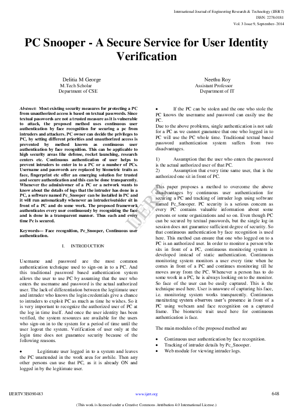 (PDF) IJERT-PC Snooper - A Secure Service for User Identity Verification | IJERT Journal ...