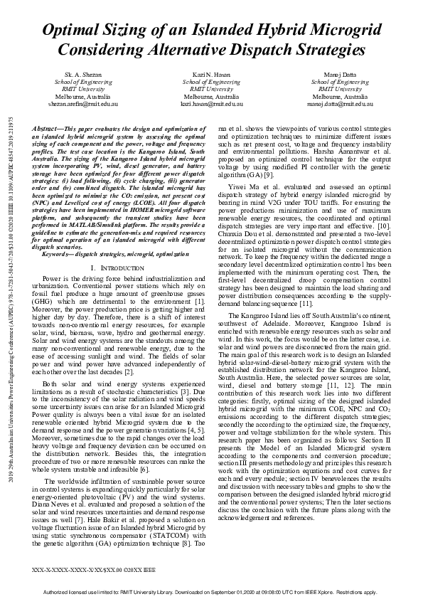 (PDF) Optimal Sizing of an Islanded Hybrid Microgrid Considering Alternative Dispatch Strategies