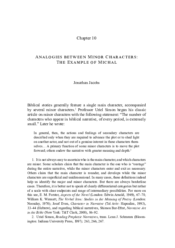 (PDF) "Analogies between Minor Characters: The Example of Michal"