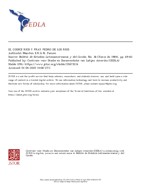 (PDF) El Códice Ríos y Fray Pedro de los Ríos
