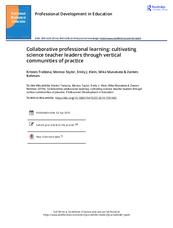 (PDF) Professional Development in Education Collaborative professional ...