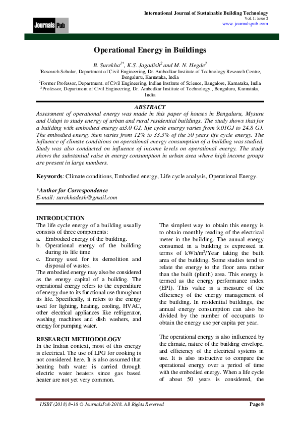 (PDF) Operational Energy in Buildings