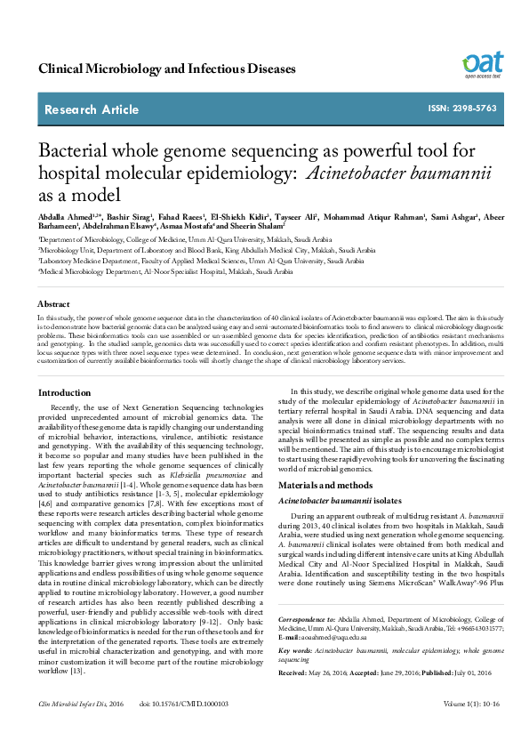 (PDF) Clinical Microbiology and Infectious Diseases Bacterial whole ...