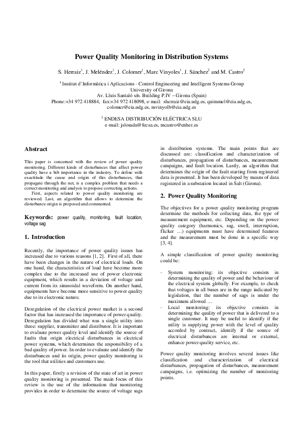 (PDF) Power Quality Monitoring in Distribution Systems | Jose Arnoldo Sanchez - Academia.edu