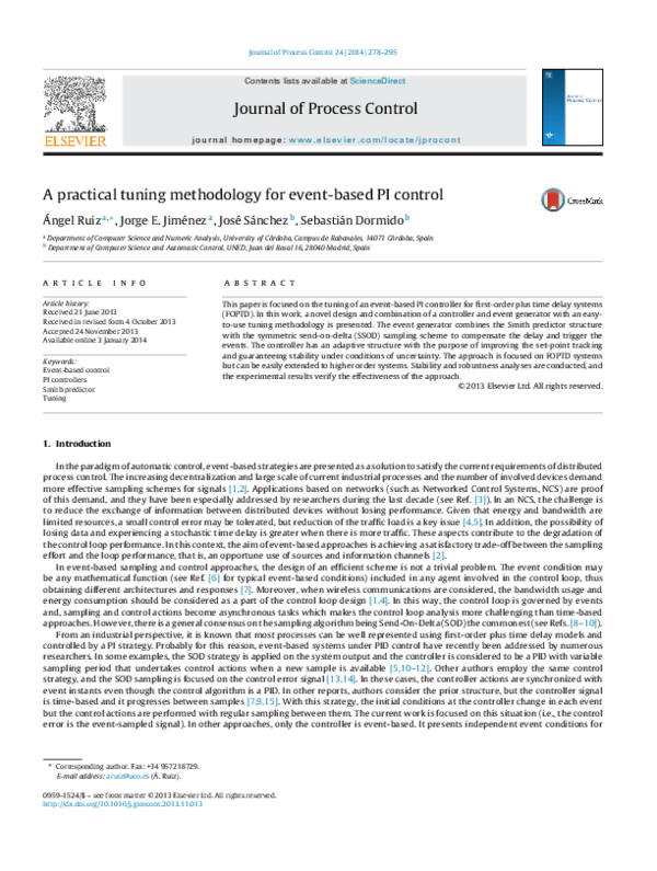 (PDF) A practical tuning methodology for event-based PI control