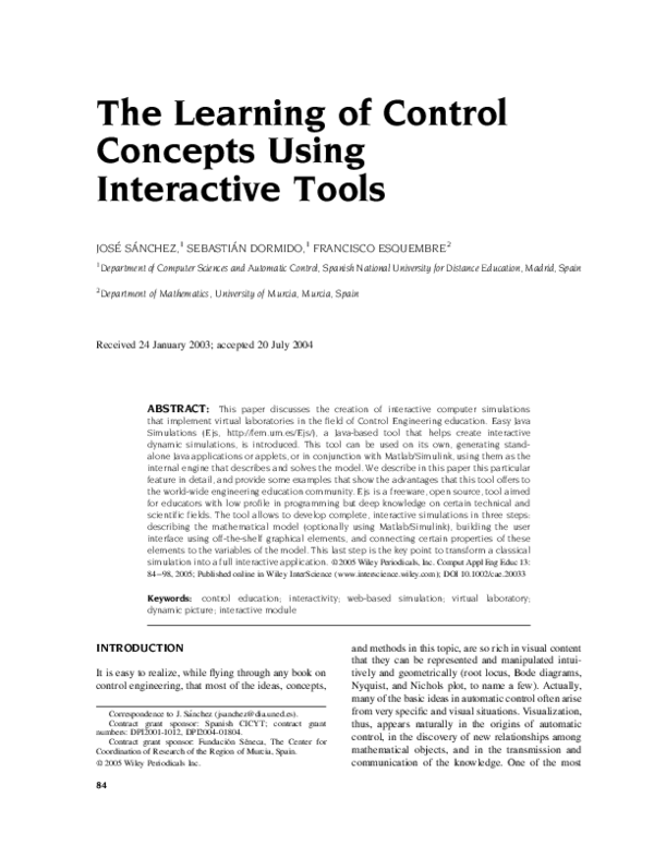 (PDF) The learning of control concepts using interactive tools