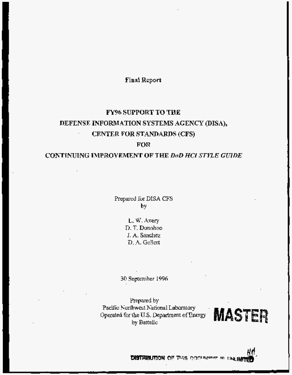 (PDF) FY96 Support to the Defense Information Systems Agency (DISA ...
