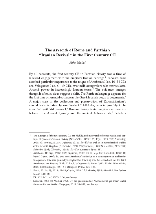 (PDF) The Arsacids of Rome and Parthia's "Iranian Revival" in the First ...