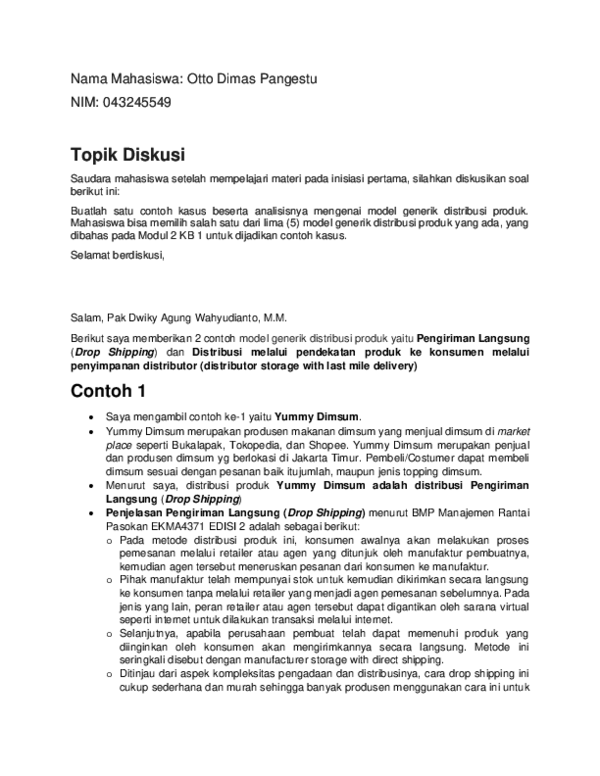 (PDF) Contoh Kasus Model Generik Distribusi Produk