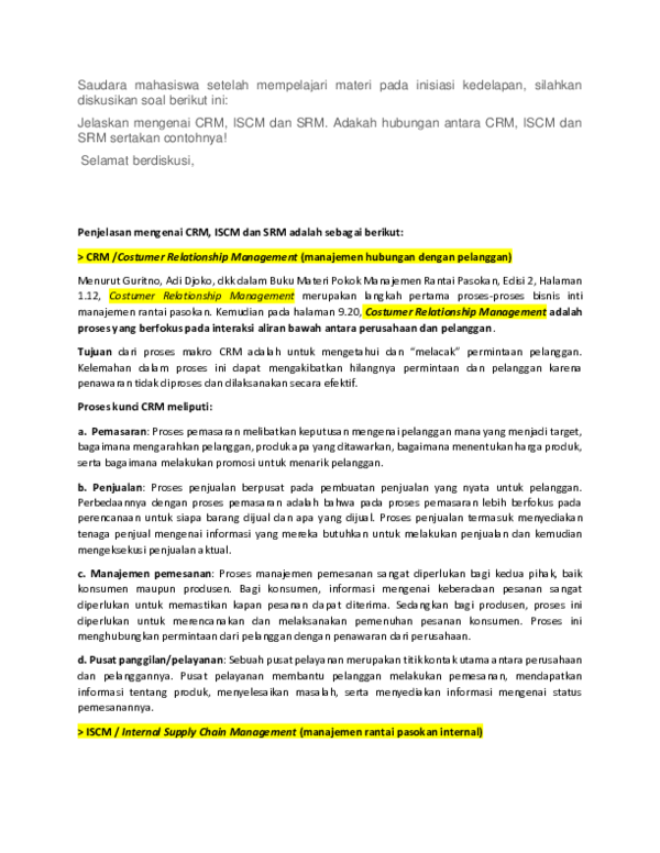 (PDF) CRM, ISCM dan SRM