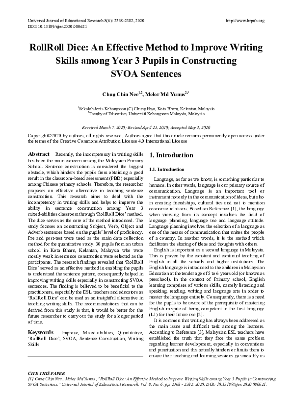 (PDF) RollRoll Dice: An Effective Method to Improve Writing Skills ...