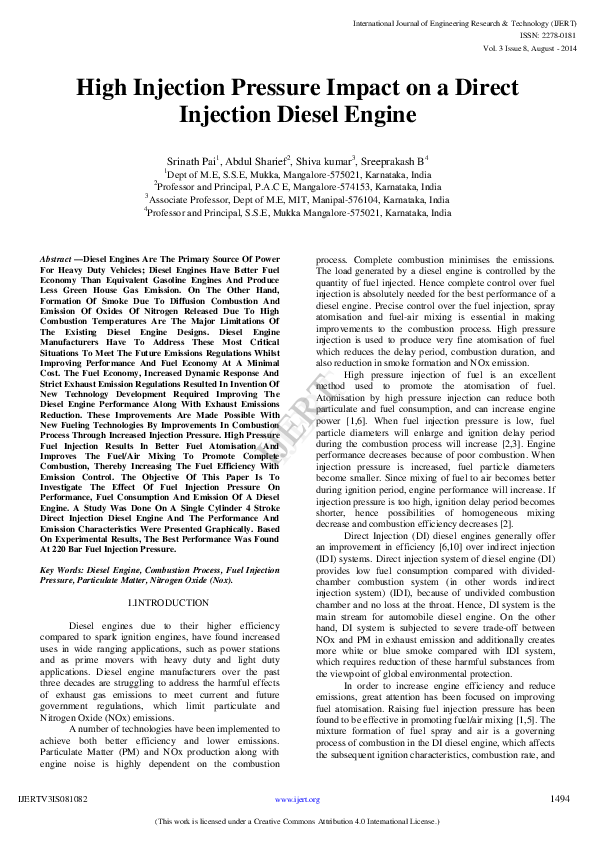 (PDF) IJERT-High Injection Pressure Impact on a Direct Injection Diesel ...