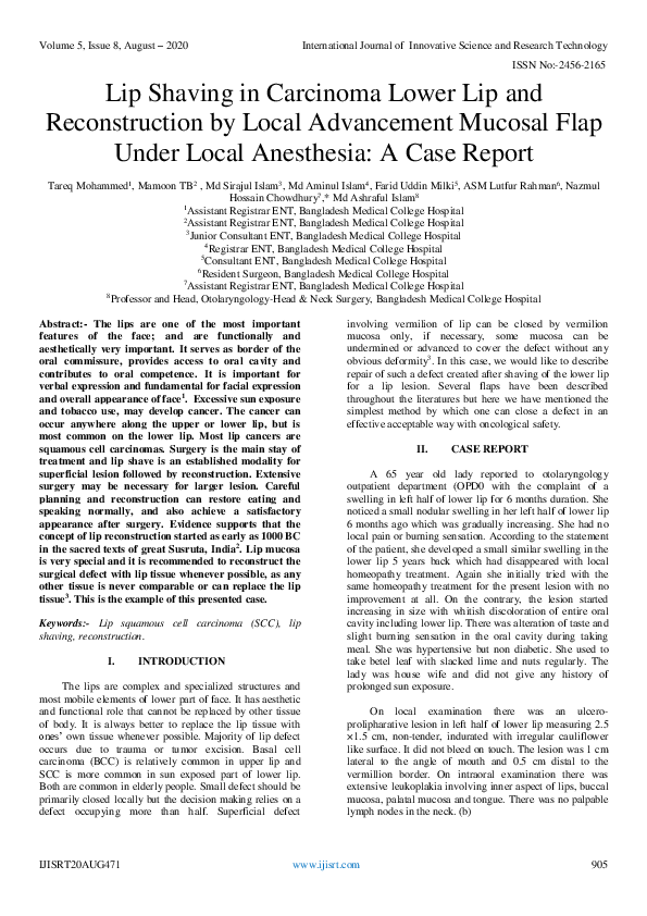 (PDF) Lip Shaving in Carcinoma Lower Lip and Reconstruction by Local ...