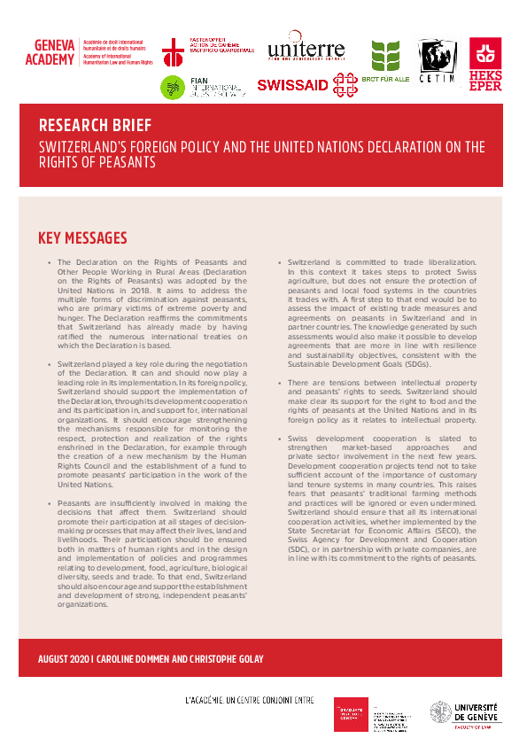 (PDF) Switzerland's Foreign Policy and the United Nations Declaration ...