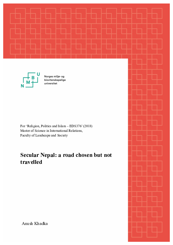 (PDF) Secular Nepal: a road chosen but not travelled