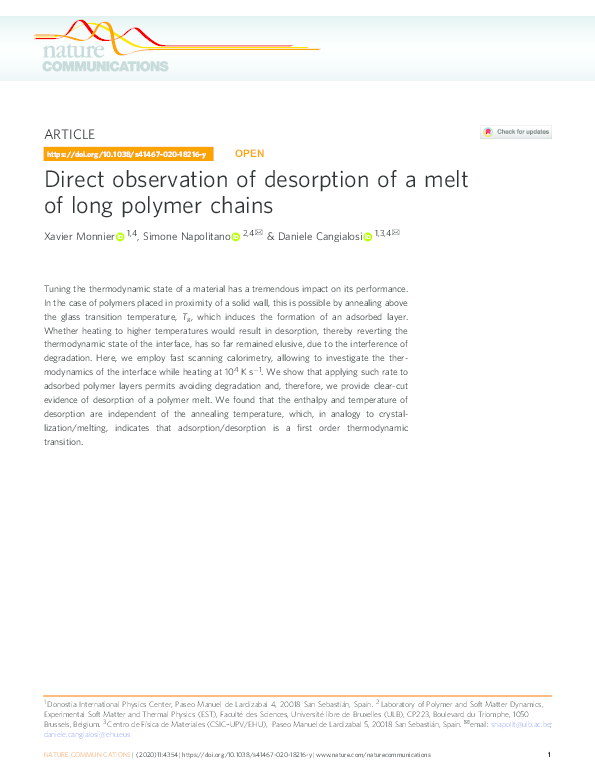 (PDF) Direct observation of desorption of a melt of long polymer chains