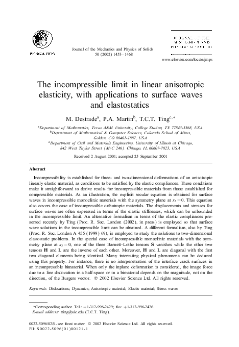 The incompressible limit in linear anisotropic elasticity, with ...