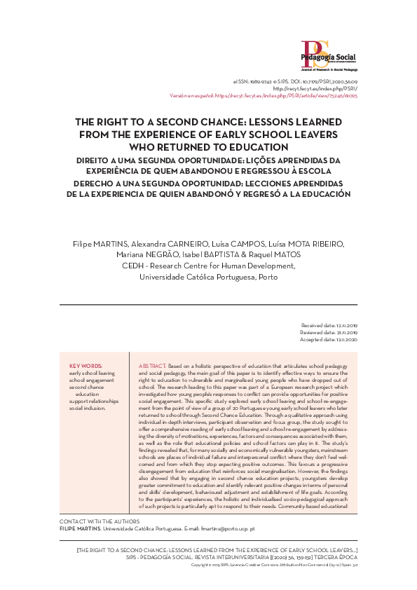 (PDF) The right to a second chance: lessons learned from the experience ...