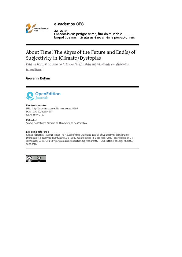 (PDF) About Time! The Abyss of the Future and End(s) of Subjectivity in ...